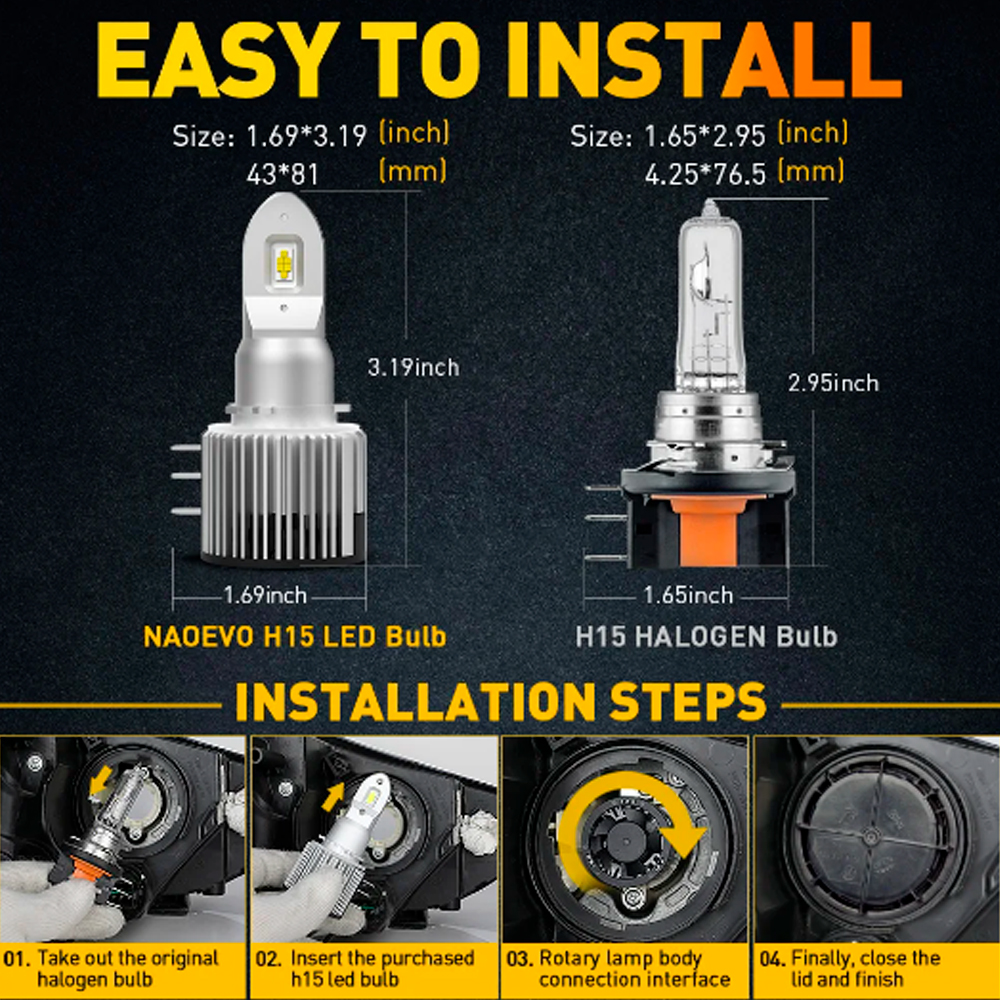 Foco Led H15 Pro Canbus 12.000LM | Mercomax Motors